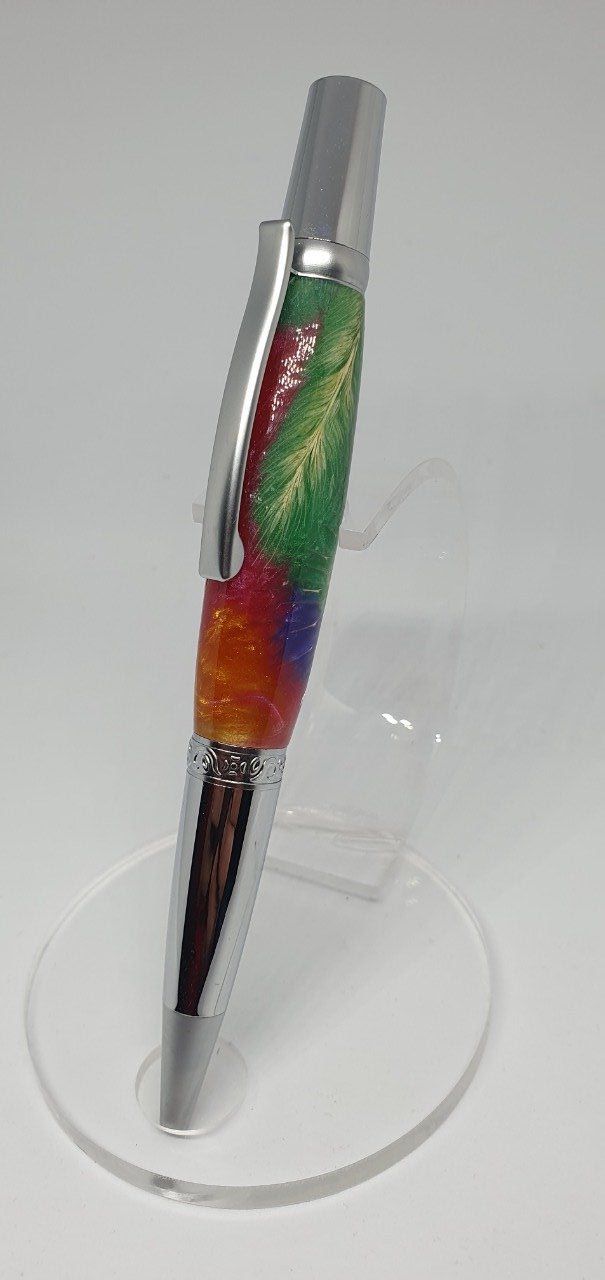 Stylo artisanal Sierra acrylique orange flammé - Stylosdecobois
